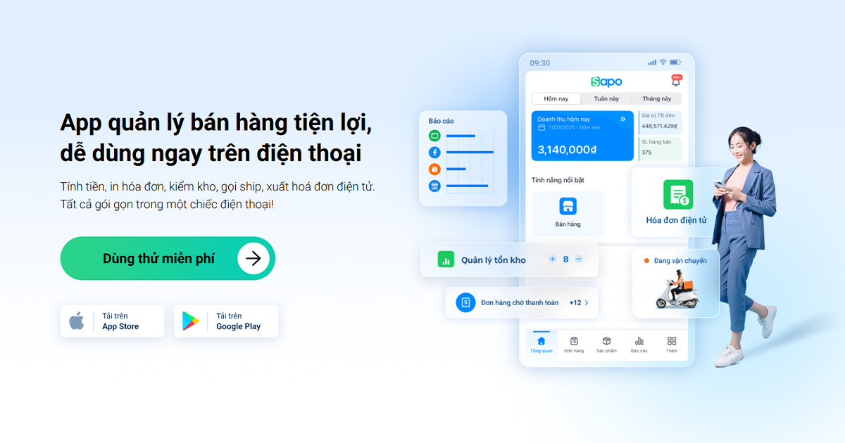App quản lý bán hàng miễn phí trên điện thoại Sapo
