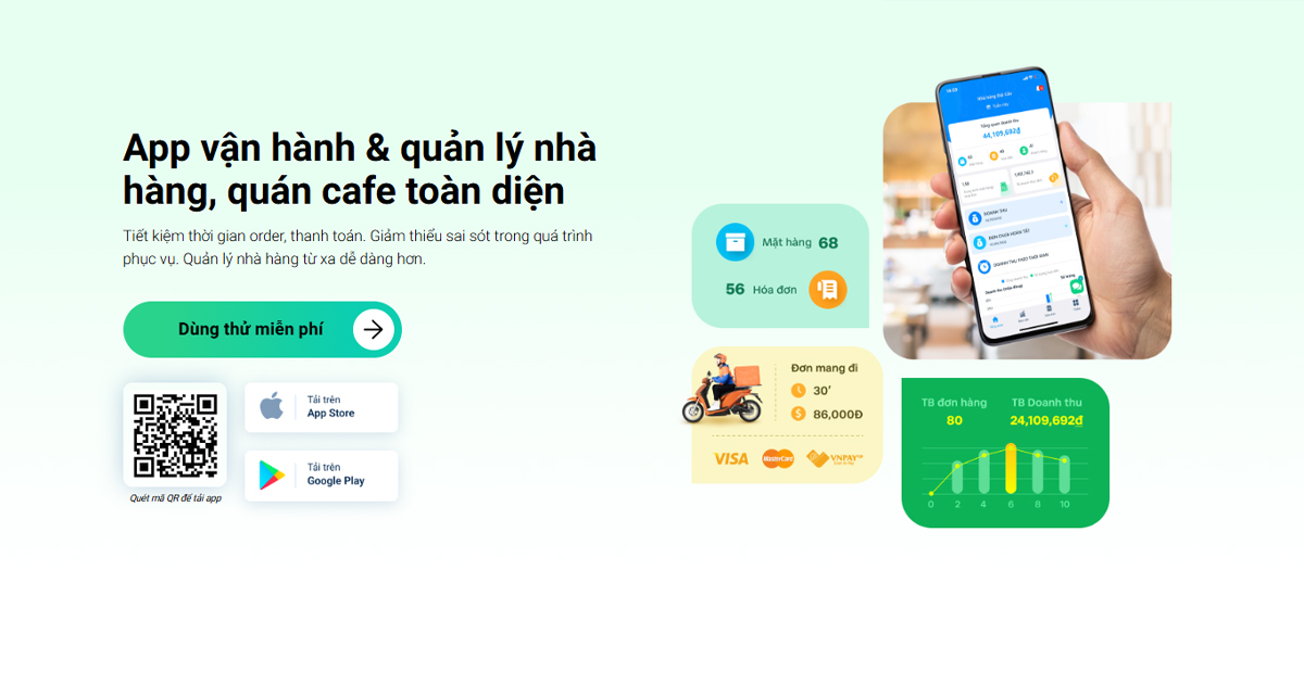 Ứng dụng quản lý nhà hàng, quán cafe trên điện thoại Sapo FnB