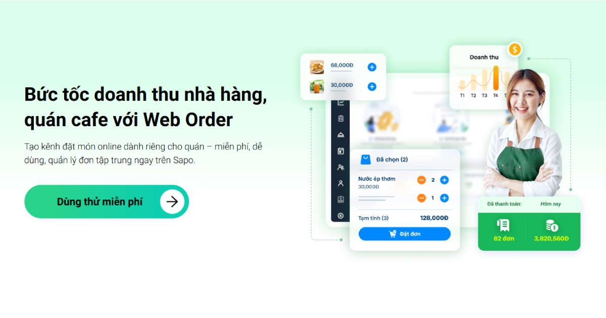 Tăng trưởng doanh thu nhà hàng với kênh bán hàng online Web Order