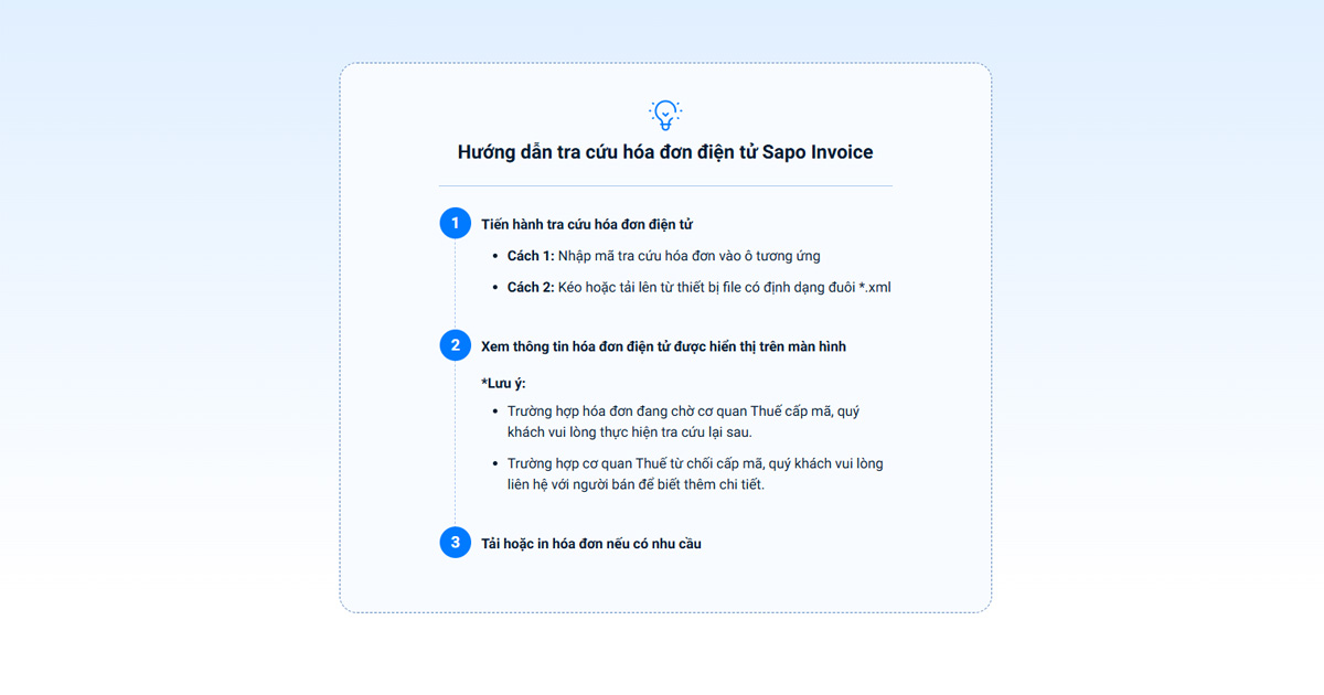 Tra cứu hóa đơn điện tử Sapo Invoice